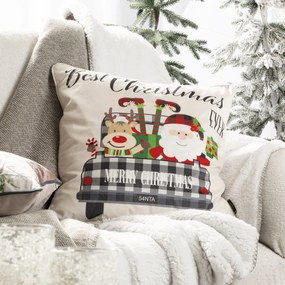 VÁNOČNÍ DEKORAČNÍ POVLAK NA POLŠTÁŘ SANTA7 45X45 CM VZOROVANÁ