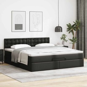 Osmanský postel s matracemi&amp;LED černá 180x200cm umělá kůže 3312167