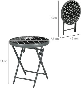 Skládací stolek Outsunny se skleněnou deskou 45x45x50cm černý, ideální pro zahradu a kempování | Aosom.de