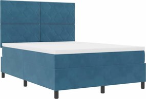 Postel s boxspringem s čelo Tmavě modrá 160 x 200 cm samet 3339912