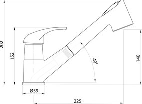Aqualine Aqualine, Stojánkova dřezová baterie s výsuvnou sprškou, chrom, 1107-74