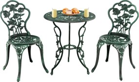 Costway 3 ks. Starožitný bistro set rose design sedací skupina balkonová sada