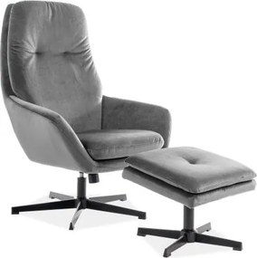 Casarredo - Komfort nábytek Designové křeslo FORD s podnoží, VELVET šedá/černý kov
