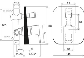 Ravak X070134 - Sprchová baterie pro podomítkovou instalaci FREE lesklý chrom