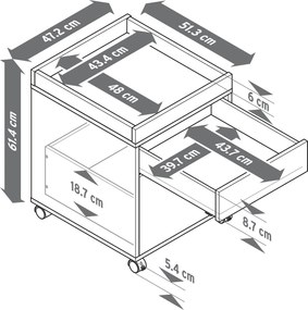 Tchibo - Kontejner na kolečkách s odkládací plochou - barva: bílá