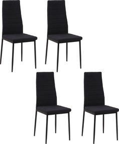 HOMCOM Set 4 čalouněných jídelních židlí z lnu - Moderní kuchyňské židle s vysokým opěradlem a kovovými nohami, nosnost 120 kg, pro obývací pokoj, 41…