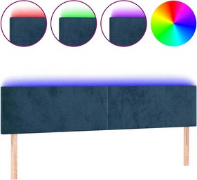 Čelo postele s LED tmavě modré 180x5x78/88 cm samet 3121396