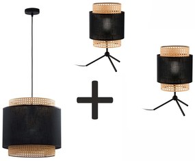 TK LIGHTING Sada osvětlení - BOHO, sestava č. 1, černá/slámová