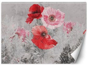Fototapeta, Červené máky v akvarelu - 254x184 cm