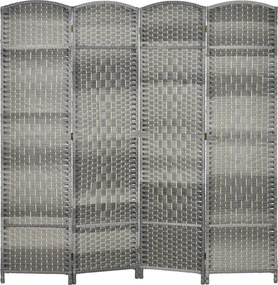 HOMCOM 4-panelový skládací paraván 180x180 cm Rozdělovač místnosti Ochranný paraván Polypropylen pro kancelář ložnici Šedá směs
