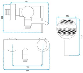 Nástěnná vanová baterie REA CLIF, broušená zlatá