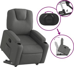 Zvedací polohovací křeslo tmavě šedé textil 3204369