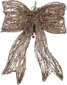 Vánoční proutěná závěsná dekorace mašle LED - 41*10*51 cm / 3*AA