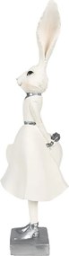Dekorace socha bílá zaječice v šatech - 13*11*37 cm