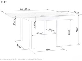 Rozkládací jídelní stůl FLIP 80(160)X80 cm, dub Cremona Torro/kašmír