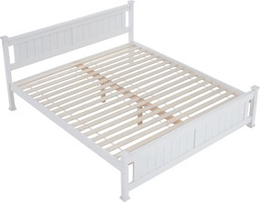 Postel s roštem, borovicové dřevo/bílá, 160x200, LUCAS NEW