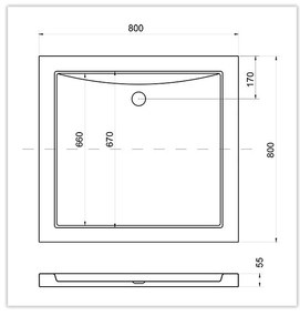 BESCO AQUARIUS STONE EFFECT, čtvercová sprchová vanička Rozměr A - 90 cm, Rozměr B - 90 cm, Rozměr C - 5.5 cm - OLBVANACAQU90S