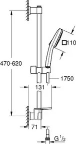Grohe Vitalio Comfort - Set sprchové hlavice hadice a tyče s poličkou