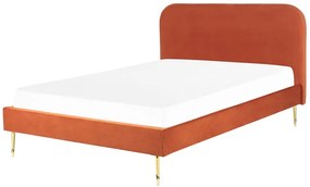 Sametová postel 140 x 200 cm oranžová FLAYAT Beliani