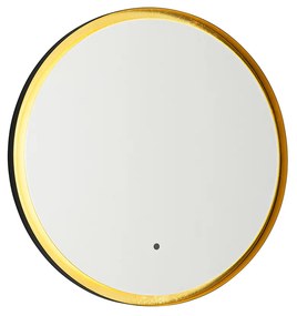 Koupelnové zrcadlo černé se zlatem včetně LED a dotykového stmívače - Pim