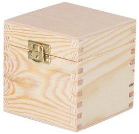 Dřevěná krabička s víkem a zapínáním - 10 x 10 x 10 cm, přírodní