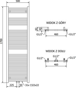 Mexen Pluton topné těleso 1700 x 500 mm, 844 W, bílá, W106-1700-500-00-20
