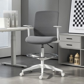 HOMCOM Kancelářská židle, otočná, pojízdná, síťované opěradlo, pěnový polštář, šedá