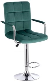 LuxuryForm DESIGN Barová židle VERONA VELUR na stříbrné kulaté podstavě - zelená