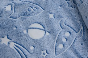 Svítící deka mikroflanel UNIVERSE 150x200 cm modrošedá