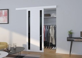 Posuvné dveře TAMARA - Bílá / Černé sklo - 90cm