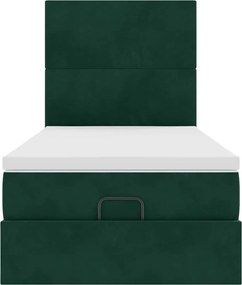 Osmanský rám postele s matracemi tmavě zelené 100x200cm samet 3313382