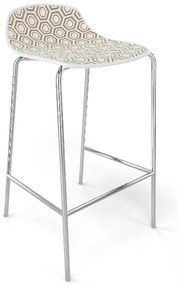 GABER - Barová židle ALHAMBRA nízká, bílobéžová/chrom