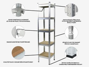 Fistar AKCE - Balíček : 3x Regál 1800x400x400 mm kovový zinkovaný 5-policový, nosnost 875 kg