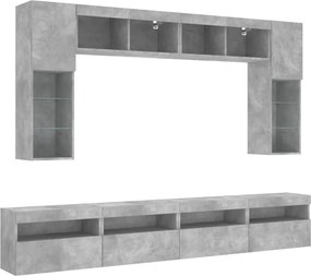 8dílná obývací stěna s LED osvětlením betonově šedá 3216767