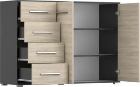 IDZ Komoda FRIDA 2D4S 01, 135 cm Dub Sonoma / Černá