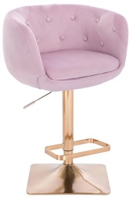 LuxuryForm DESIGN Barová židle MONTANA VELUR na zlaté hranaté podstavě - levandule