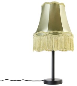 Klasická stolní lampa černá s babičkovským stínítkem zelená 30 cm - Simplo