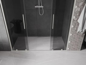 Mexen Velar Duo, posuvné sprchové dveře do otvoru 170 cm, 8mm šedé sklo, broušená ocel, 871-170-000-42-97