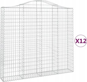 vidaXL Gabionové koše, 12 ks, 200 x 30 x 180/200 cm, galvanizované železo