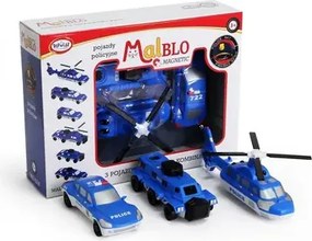MALBLO Magnetická stavebnice Policejní vozidla / magnetická / 3 ks / o