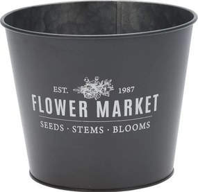 Květináč Flower market – černý 17 × 14 cm