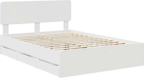 Rám postele se zásuvkou Bílá 150 x 200 cm Dřevěný materiál 3412171