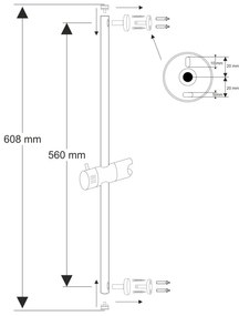 Mereo posuvný držák sprchy 600 mm nerez chrom CB910A