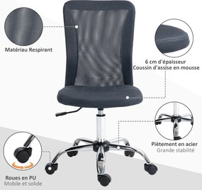 Ergonomická kancelářská židle Vinsetto s nastavitelnou výškou, manažerská židle s chromovou základnou, 360° otočná, potah z síťoviny, tmavě šedá | Aos