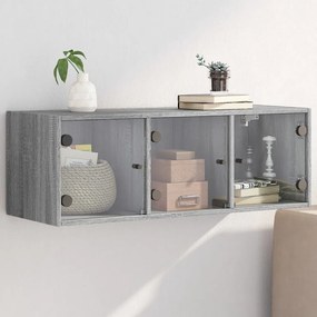 vidaXL Nástěnná skříňka se skleněnými dvířky 102x37x35 cm [882921] Barva: šedá sonoma