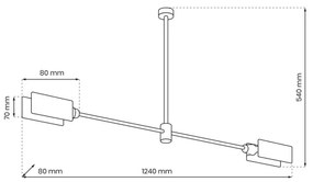 Lustr na tyči ASTRA 2xE27/60W/230V černá