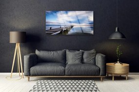 Obraz na skle Most Moře architektura 140x70 cm