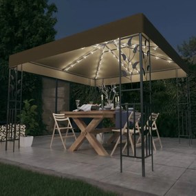 Altán se světelnými LED řetězy 3 x 3 m taupe 3070312