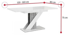 Prospero Rozkládací stůl MEVA Barva: černý lesk/kámen