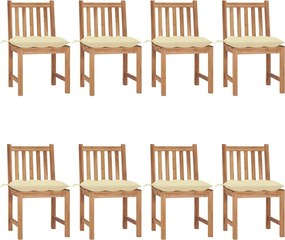 vidaXL Zahradní židle 8 ks s poduškami masivní teak [3073157] Barva: krémová